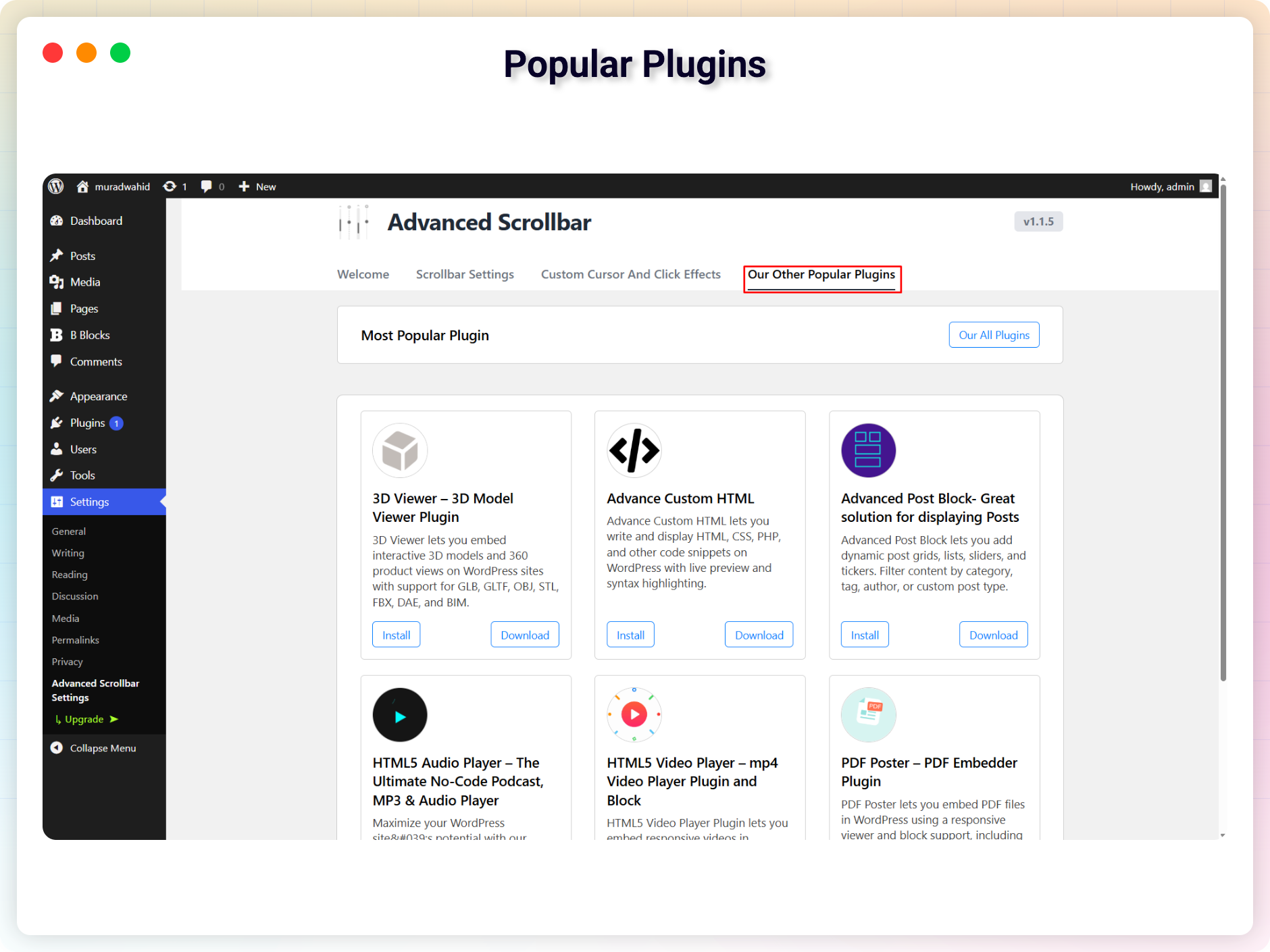 Advanced Scrollbar and Custom Cursor - bPlugins