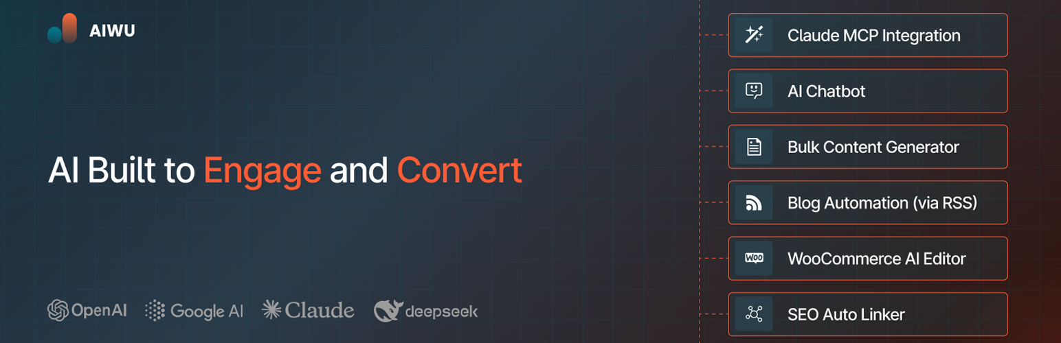 Aiwu Ai Chatbot Content Generator Mcp And Autoblogging Toolkit Plugin