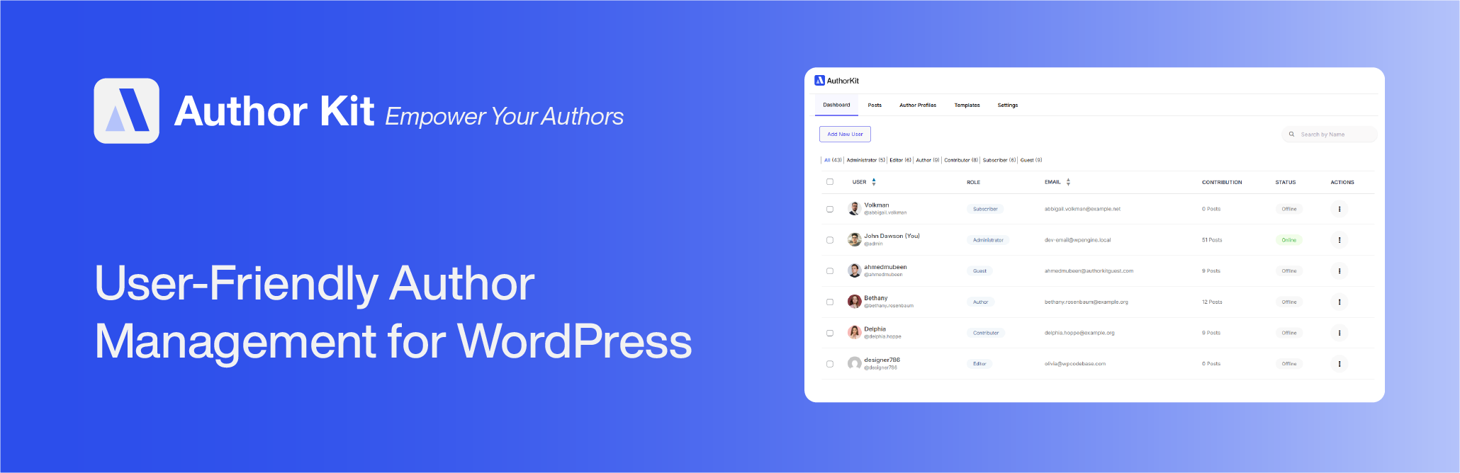 Author Kit | Effortlessly Manage author profiles and add modern author bio boxes to posts ...