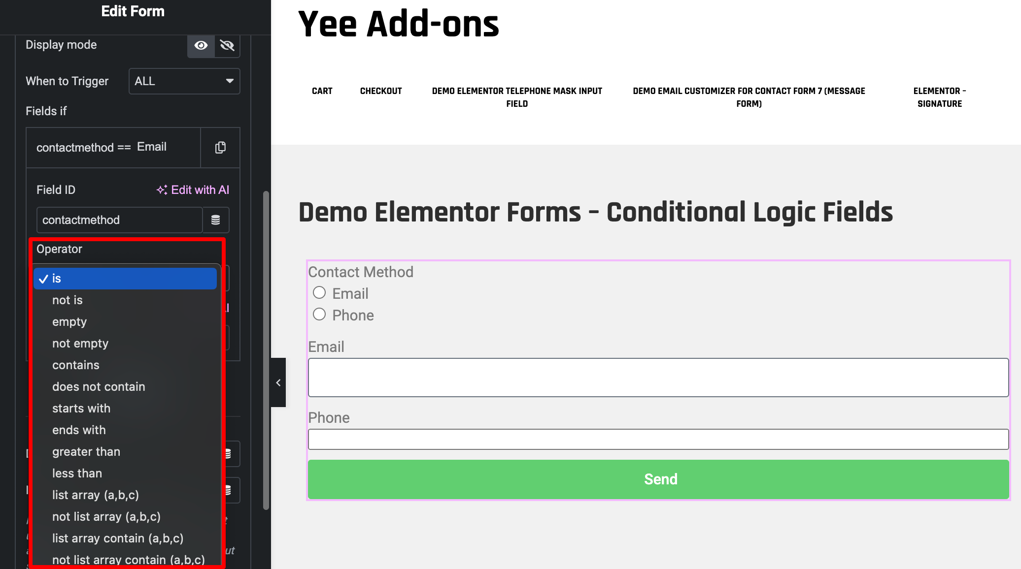 Elementor Forms Conditional Logic Wordpress Plugin