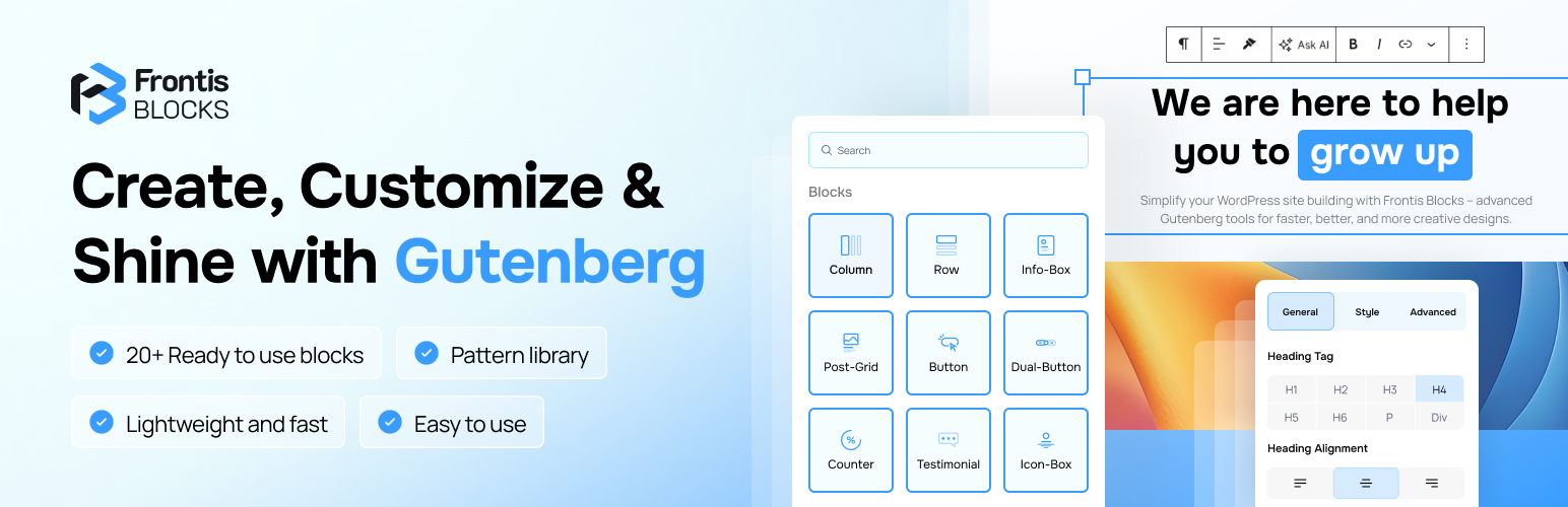 Frontis Blocks – The Ultimate WordPress Block Plugin – WordPress plugin | WordPress.org