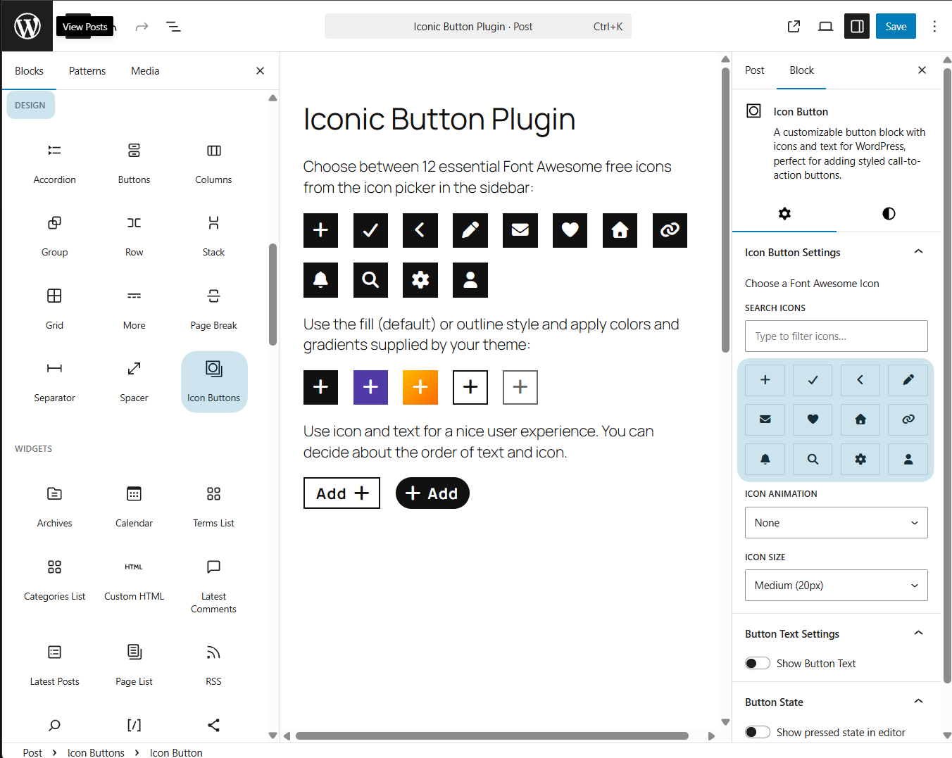 Iconic Button – WordPress plugin | WordPress.org