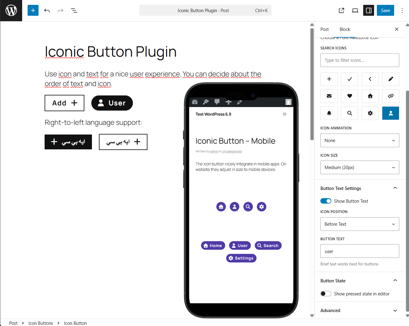 Iconic Button – WordPress plugin | WordPress.org