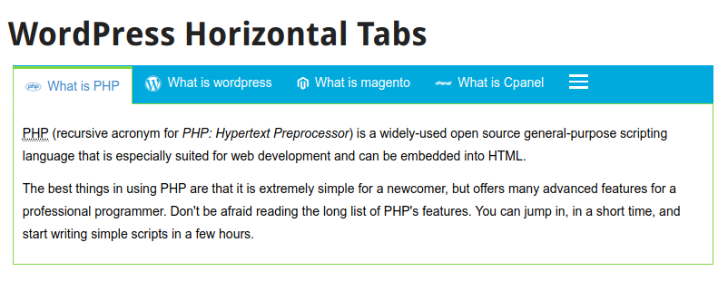 Plugin - WP Responsive Tabs horizontal vertical and accordion Tabs Plugin - WP Responsive Tabs horizontal vertical and accordion Tabs