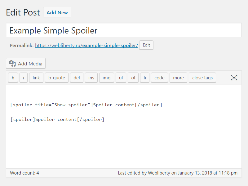 Simple Spoiler – WordPress plugin | WordPress.org Simple Spoiler – WordPress plugin | WordPress.org
