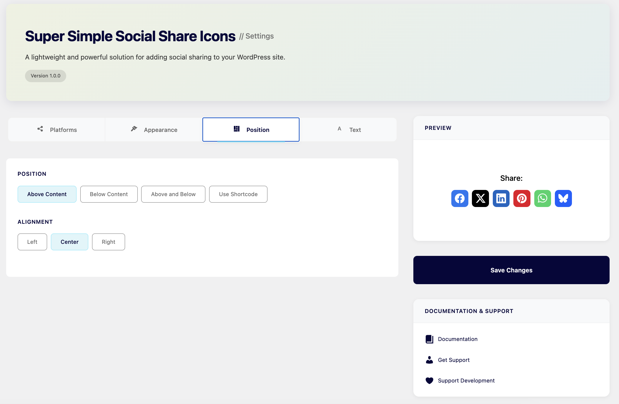 Super Simple Social Share Icons Wordpress Plugin