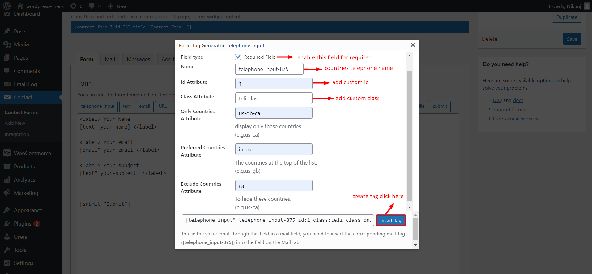 Telephone Input For Contact Form 7 Wordpress Plugin