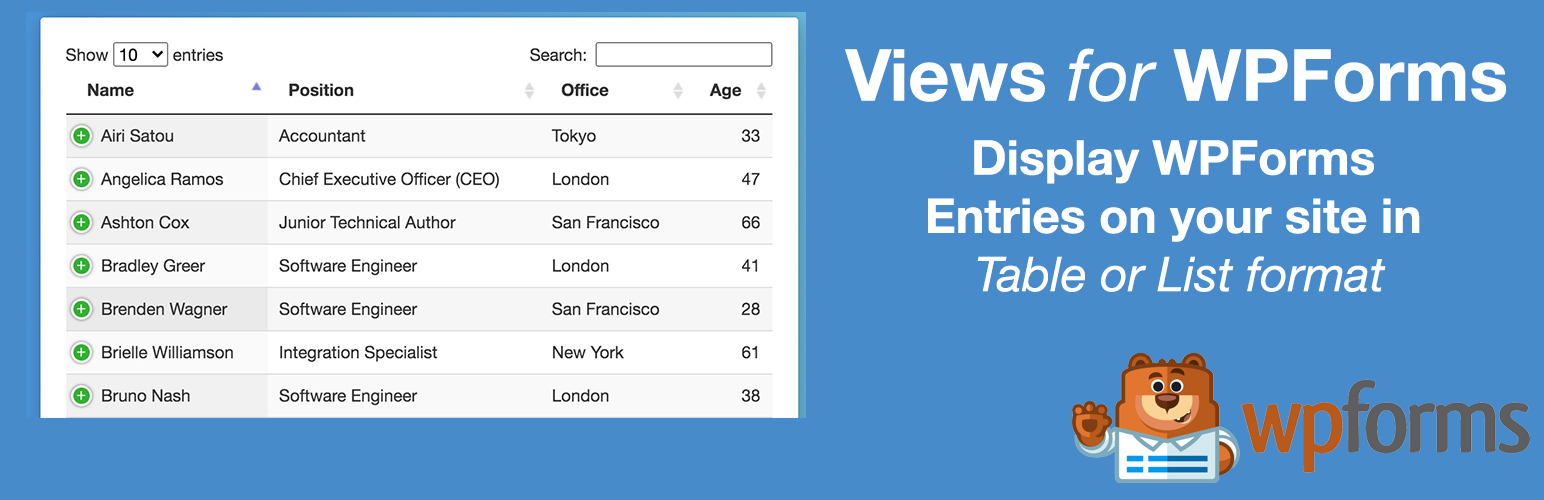 Views For Wpforms Display And Edit Wpforms Entries On Your Site Frontend Wordpress Plugin